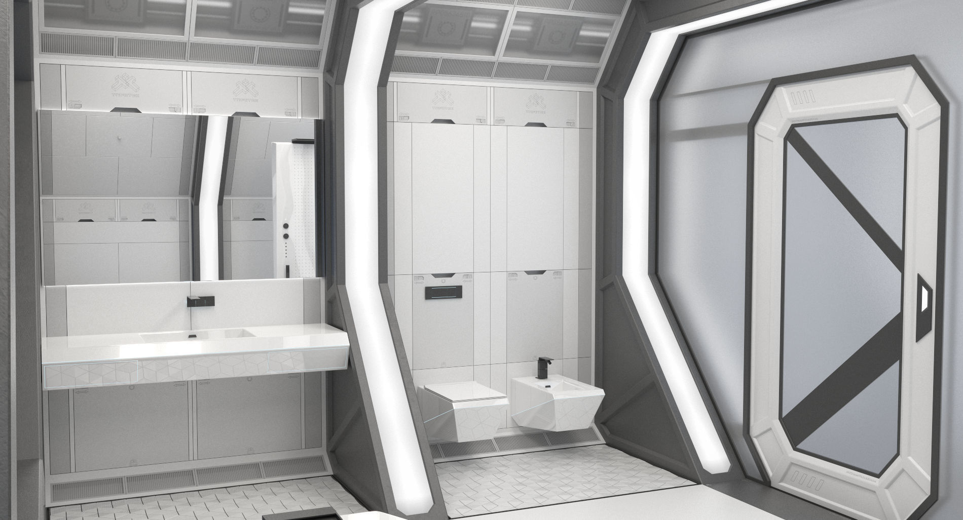 Spaceship Bathroom Interior Scene 3D model | CGTrader