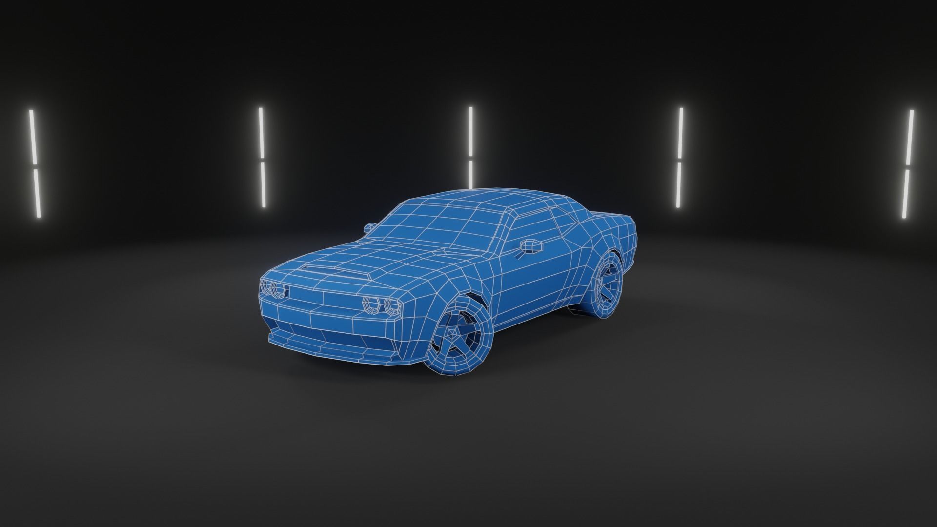 3D model Dodge Challenger Hellcat Low-Poly Car VR / AR / low-poly ...