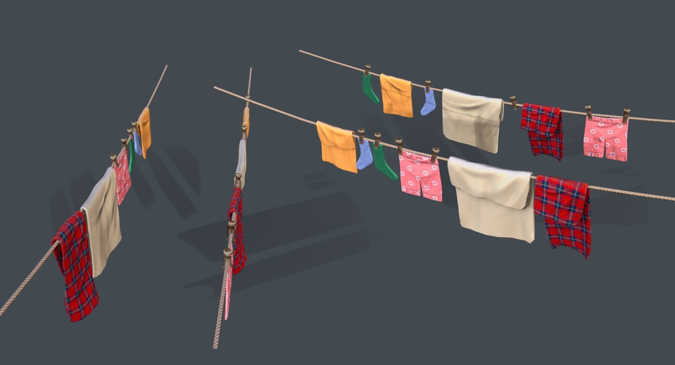 3D model Cartoon Clothes Rope VR / AR / low-poly | CGTrader