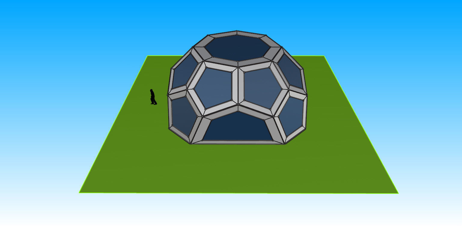 Pentagon Dome with frame and glass 3D model | CGTrader