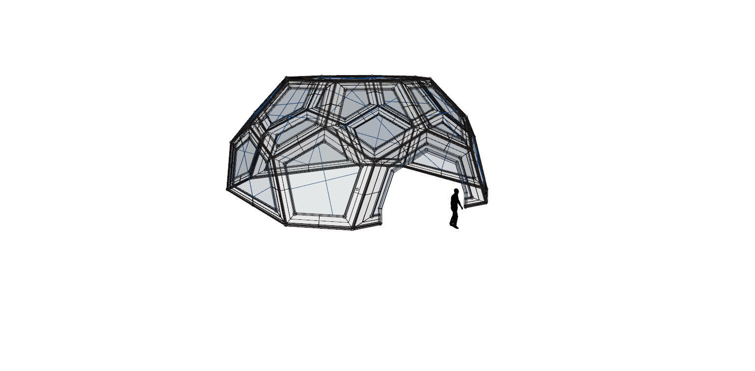 Pentagon Dome with frame and glass 3D model | CGTrader