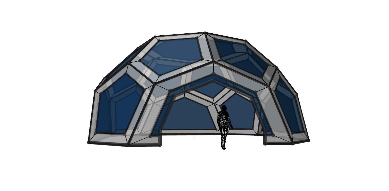 Pentagon Dome with frame and glass 3D model | CGTrader