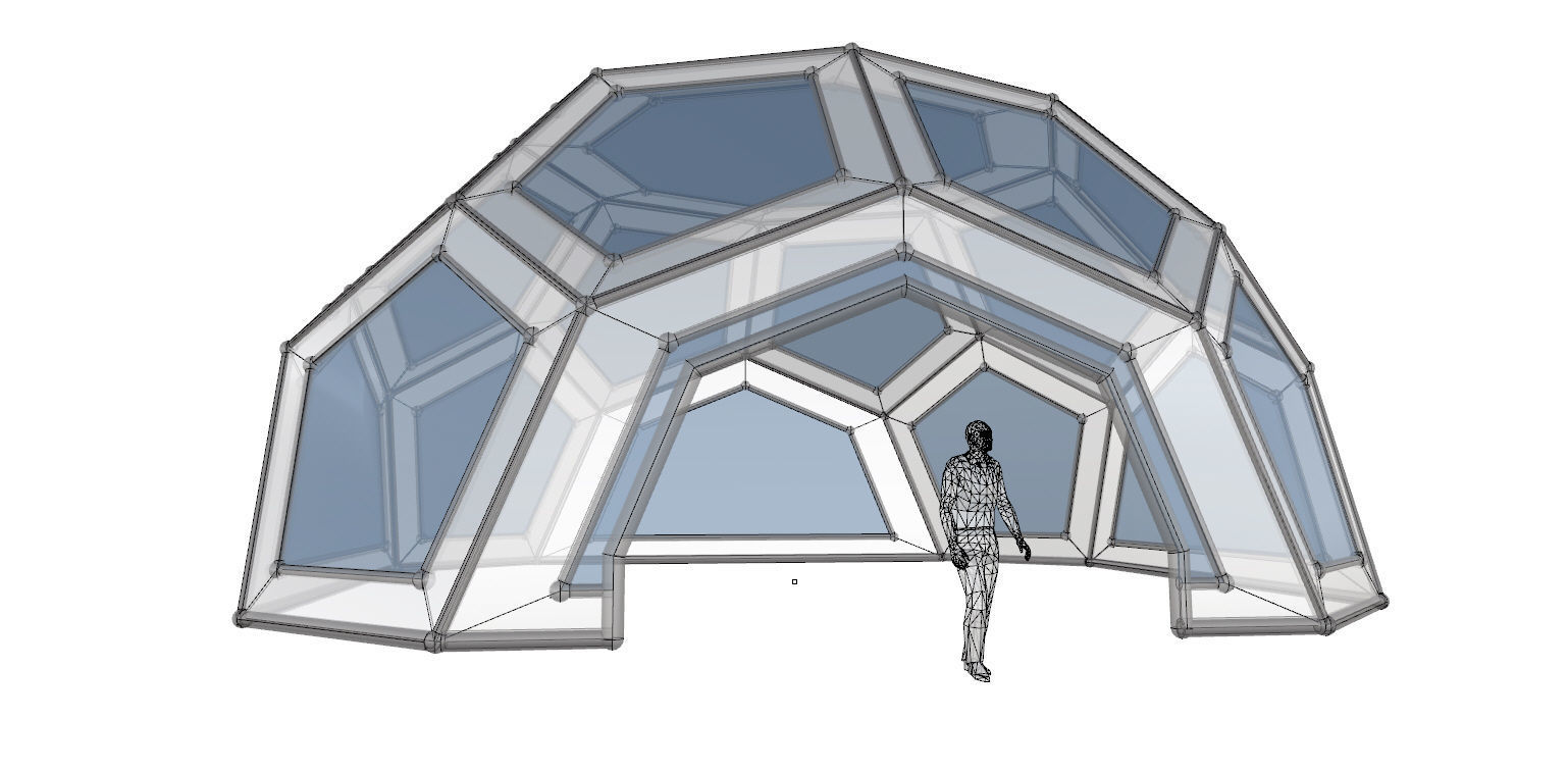 Pentagon Dome with frame and glass 3D model | CGTrader