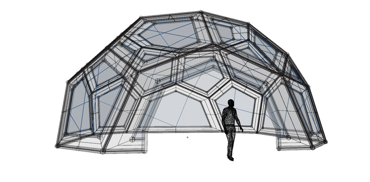 Pentagon Dome with frame and glass 3D model | CGTrader