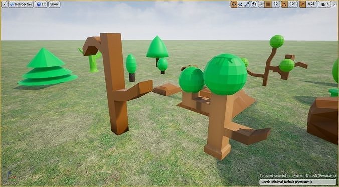 3D model low poly forest trees and grass VR / AR / low-poly | CGTrader