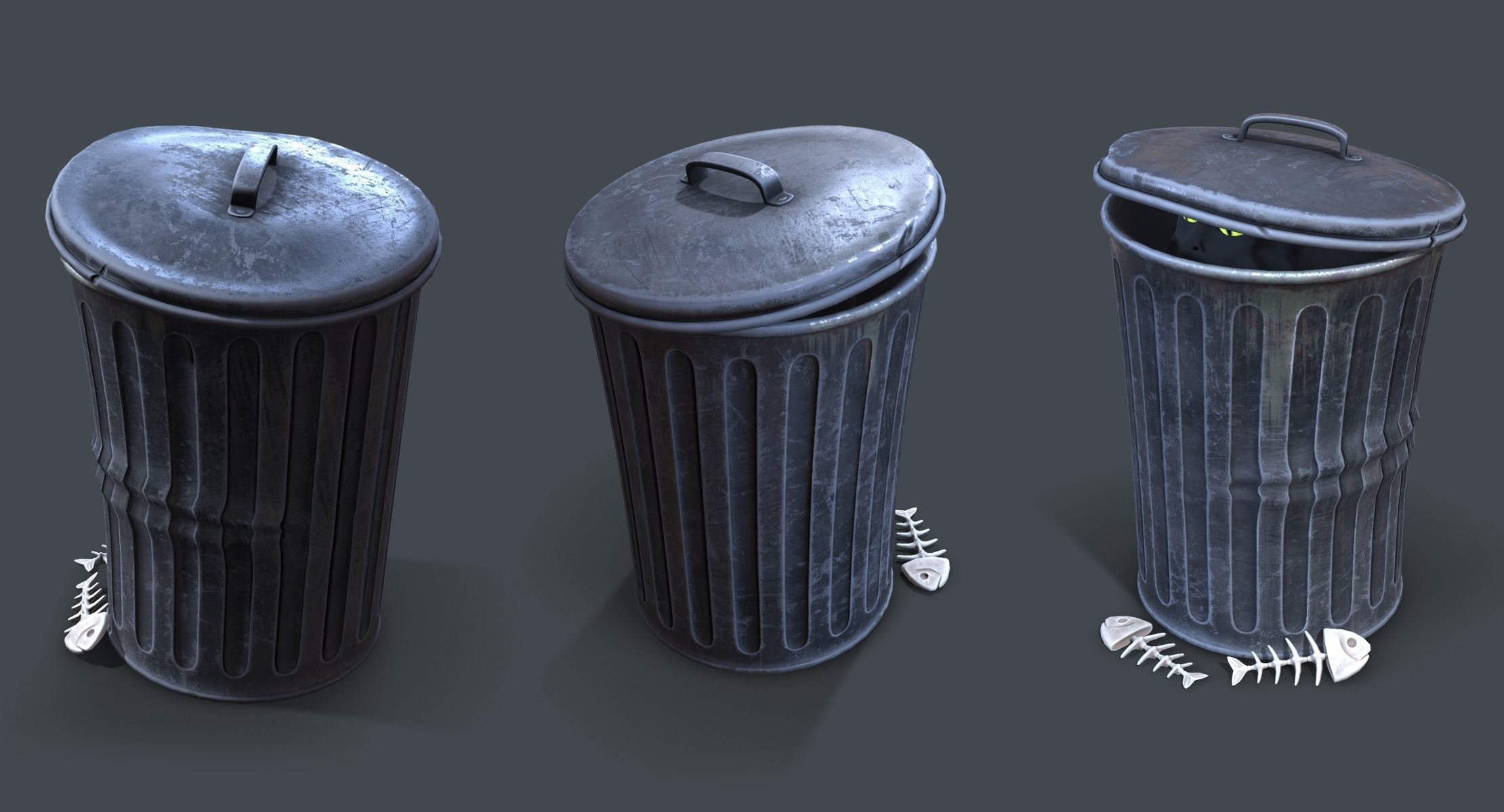 3D model Cartoon Trash with Cat VR / AR / low-poly | CGTrader