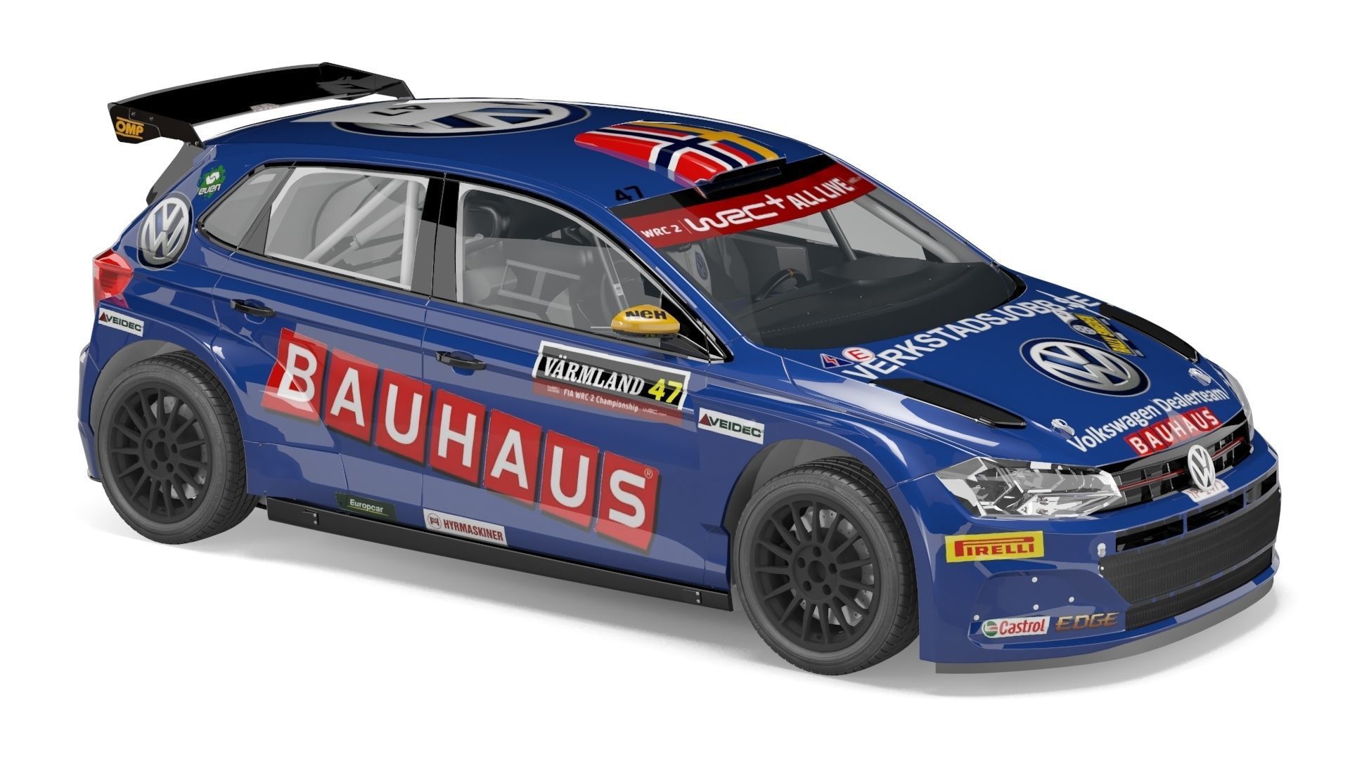 3D model VV Polo r5 rally gti wrc 2018 with rigged rider