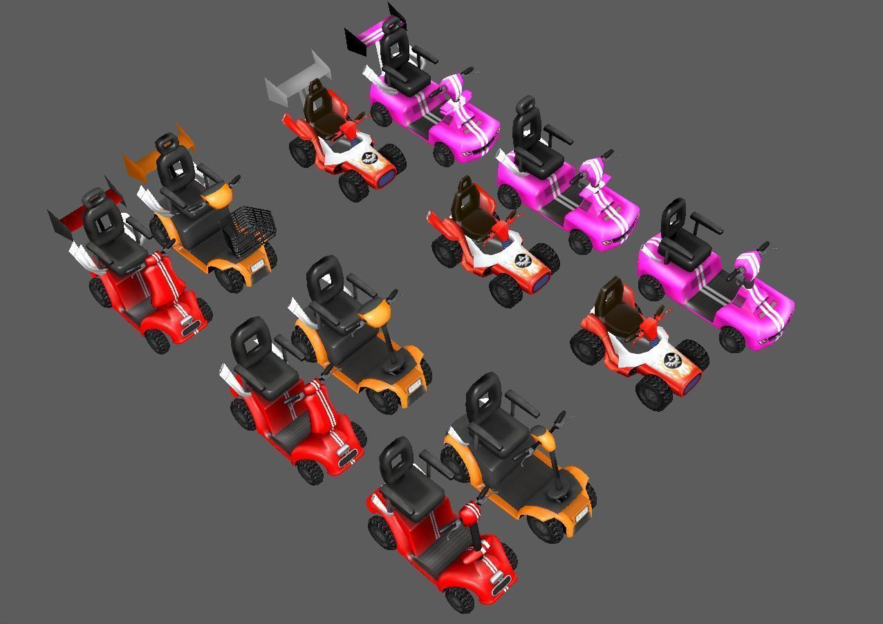 3D model cartoon mobility scooters with upgrades VR / AR / low-poly ...
