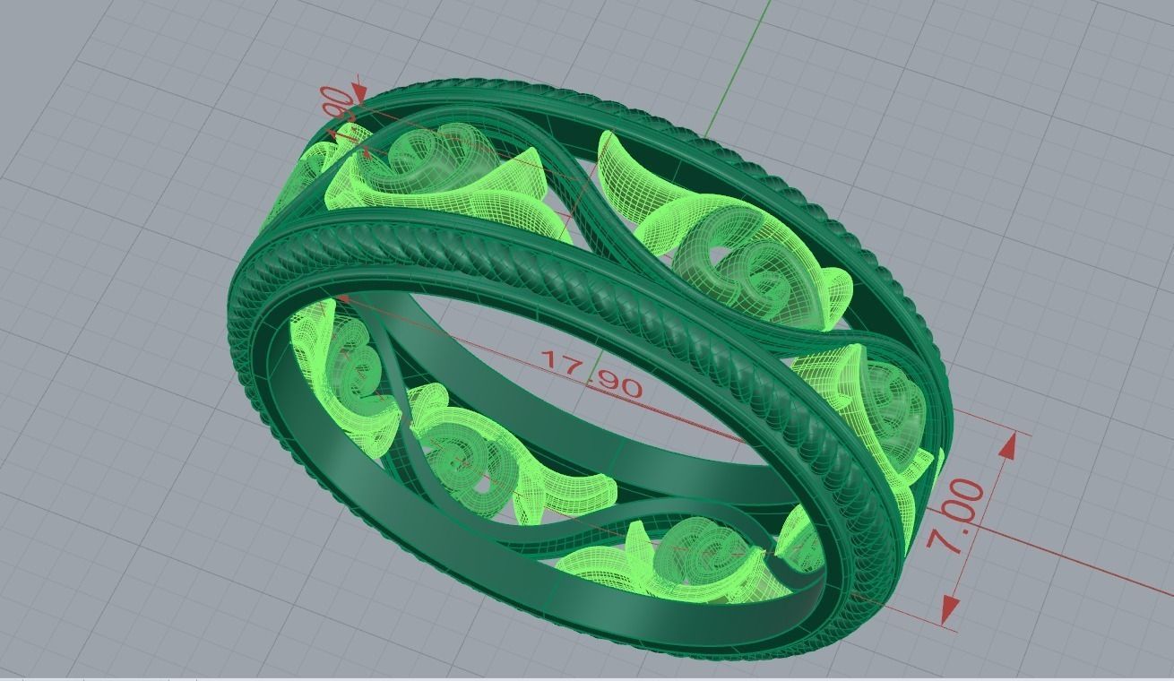 Ring with tracery2 3D model 3D printable | CGTrader