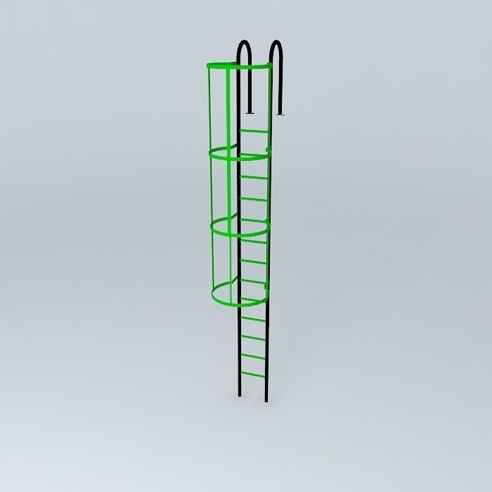 Ladder with safety railing free 3D model | CGTrader
