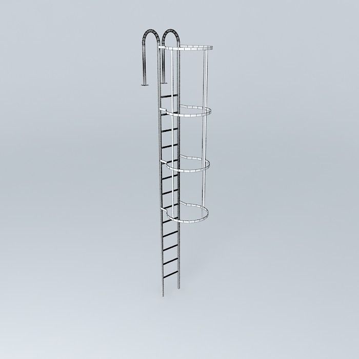 Ladder with safety railing free 3D model | CGTrader