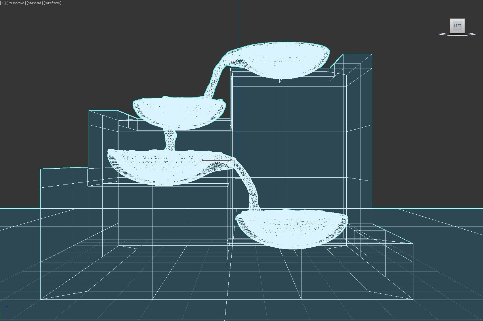 Cascading four bowl water feature 3D model | CGTrader