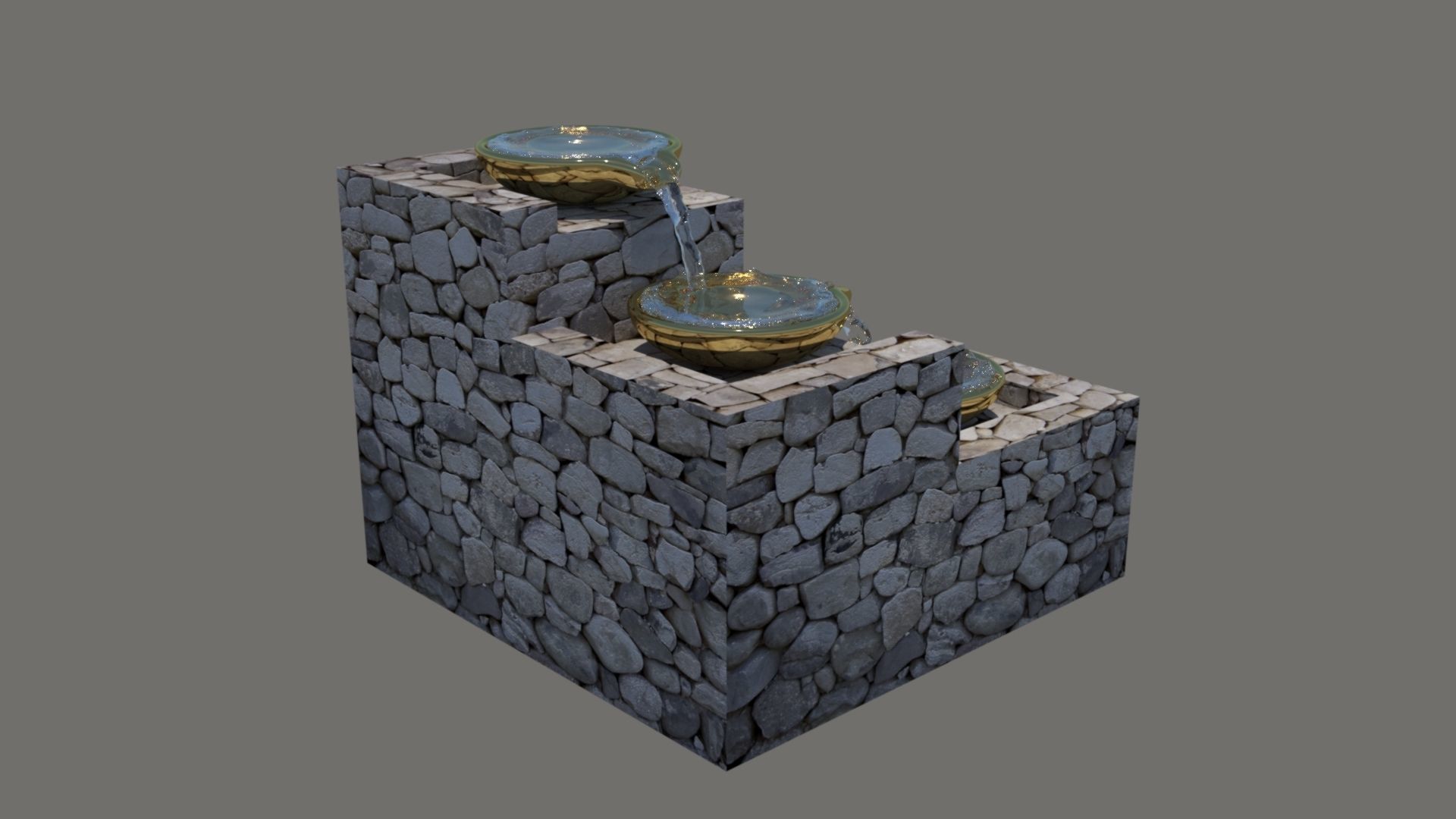 Cascading four bowl water feature 3D model | CGTrader