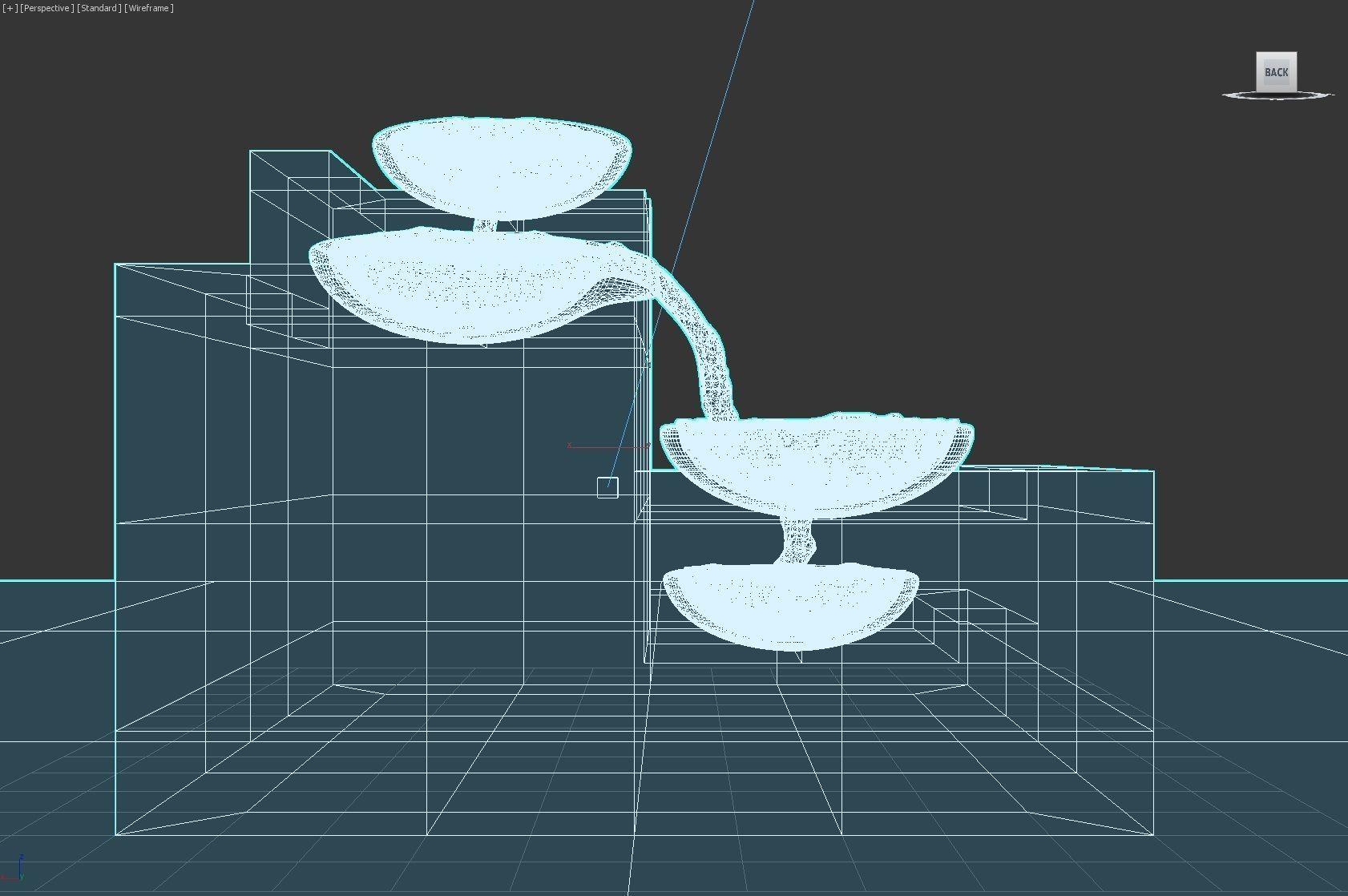 Cascading four bowl water feature 3D model | CGTrader