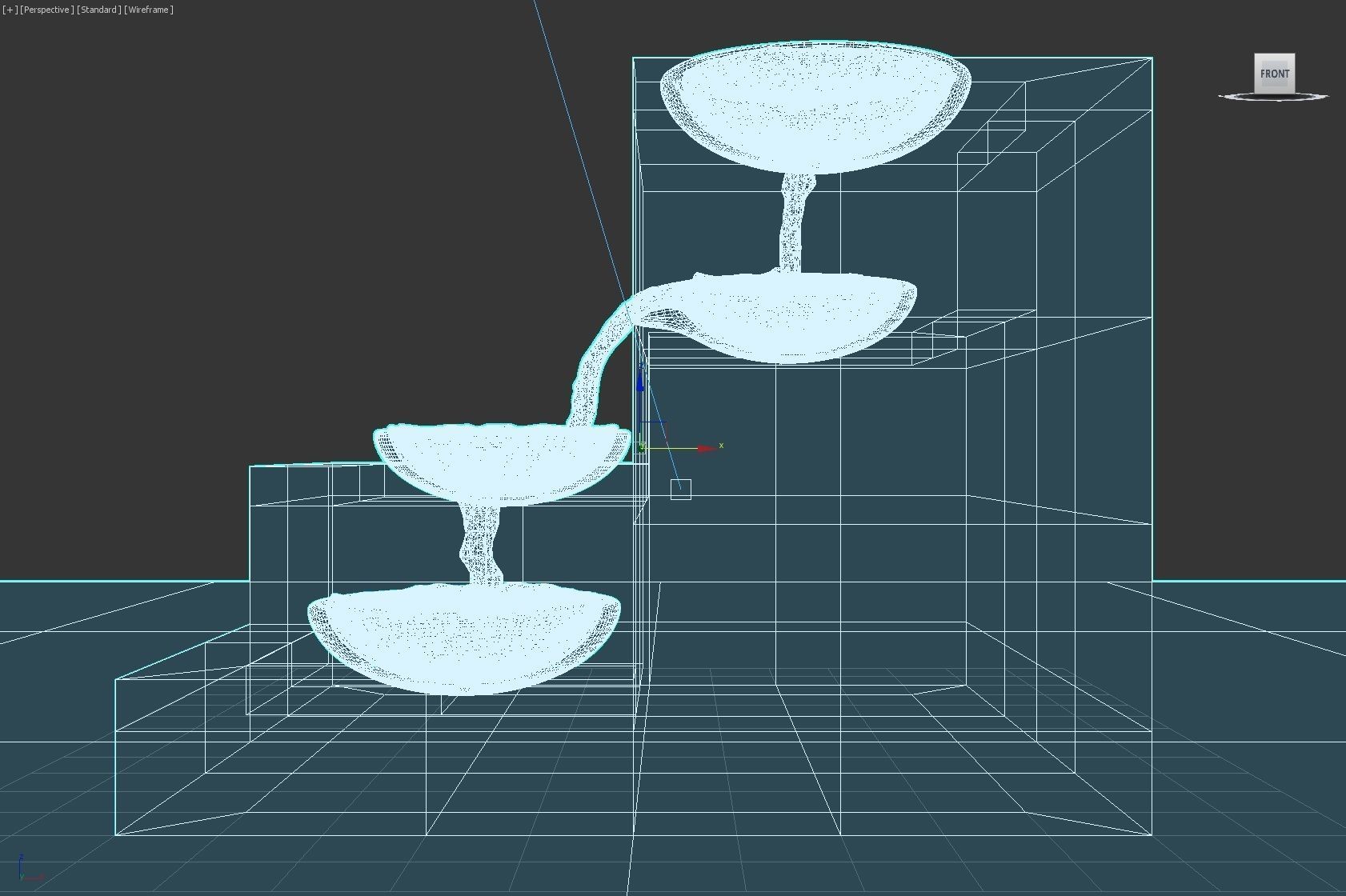 Cascading four bowl water feature 3D model | CGTrader