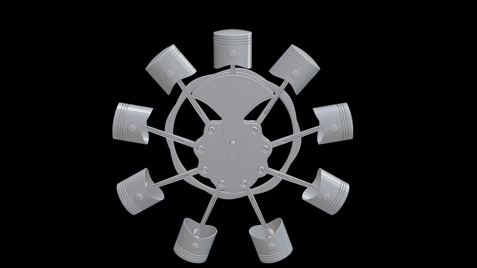 Radial Motor with Piston Mechanism Nose Propellers Anim and Rig 3D ...