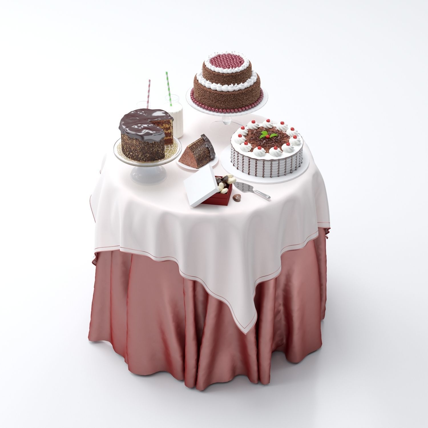 Cakes table with 3D model | CGTrader