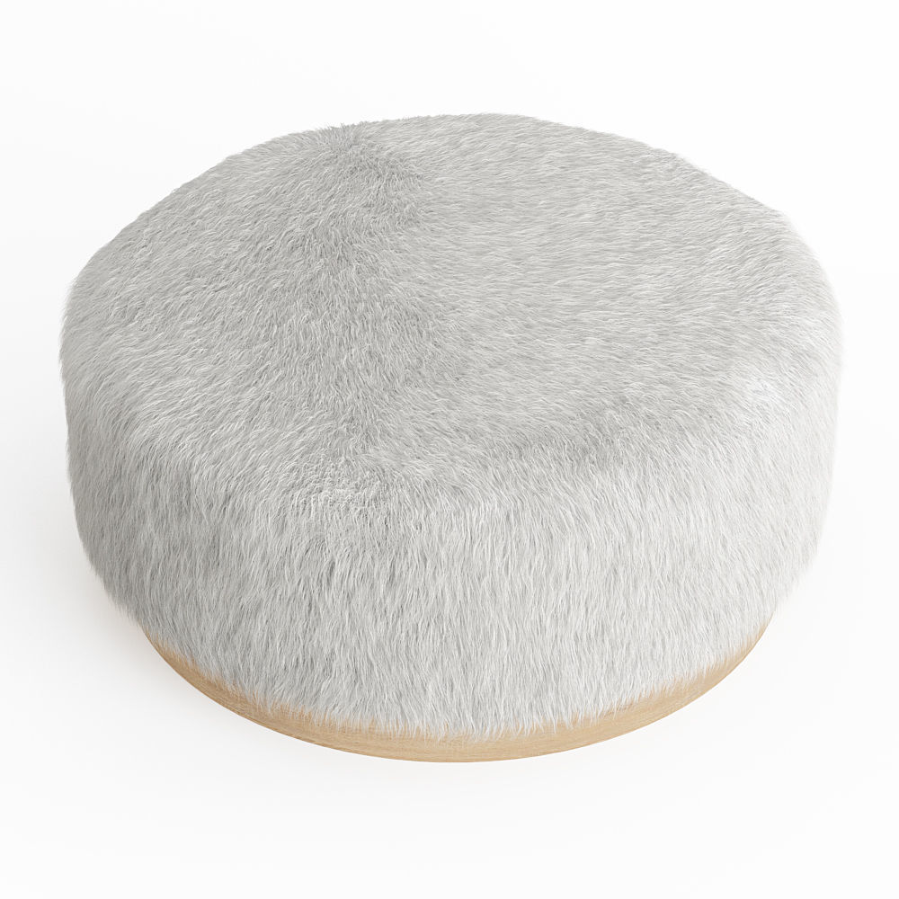 Faux Fur Round Pouf 3D model | CGTrader