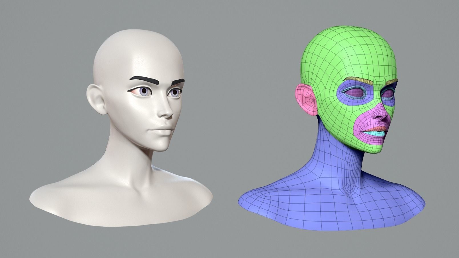 Stylized cartoon female characters base mesh 3D model | CGTrader