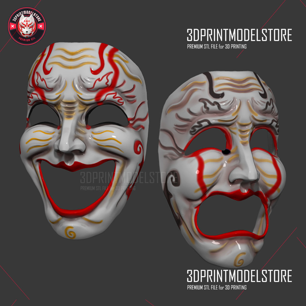Comedy and Tragedy Theater Mask Set Costume Halloween 3D model 3D ...