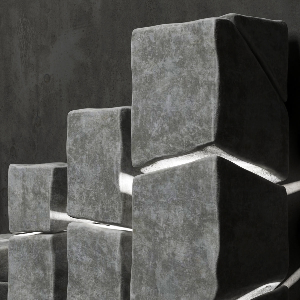 Stone cube light 3D model | CGTrader