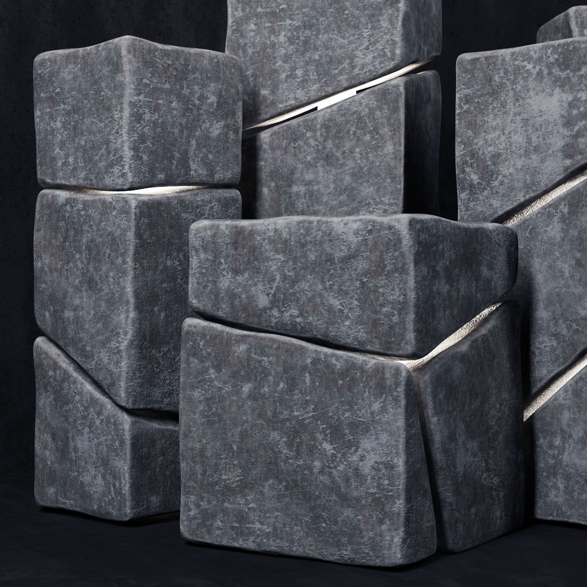 Stone cube light 3D model | CGTrader