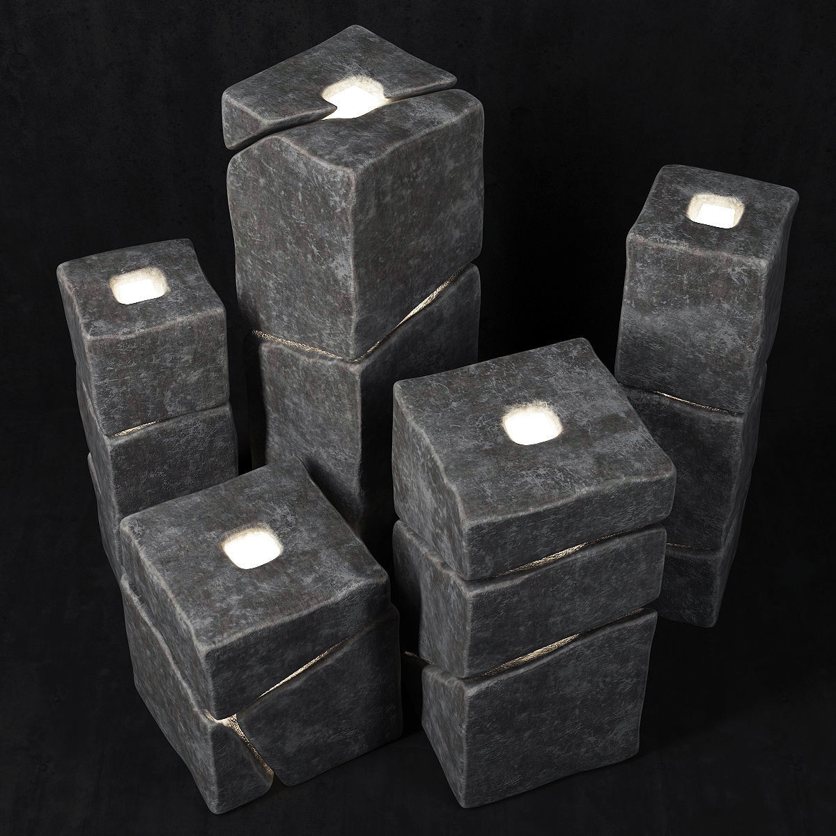 Stone cube light 3D model | CGTrader