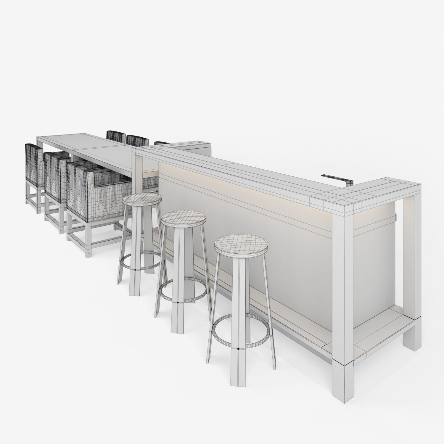 Dining table bar counter free 3D model | CGTrader