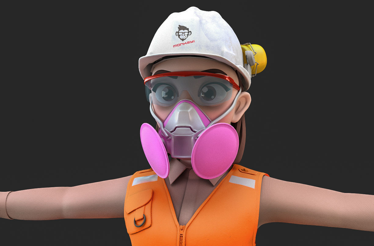 mining girl 3D model | CGTrader