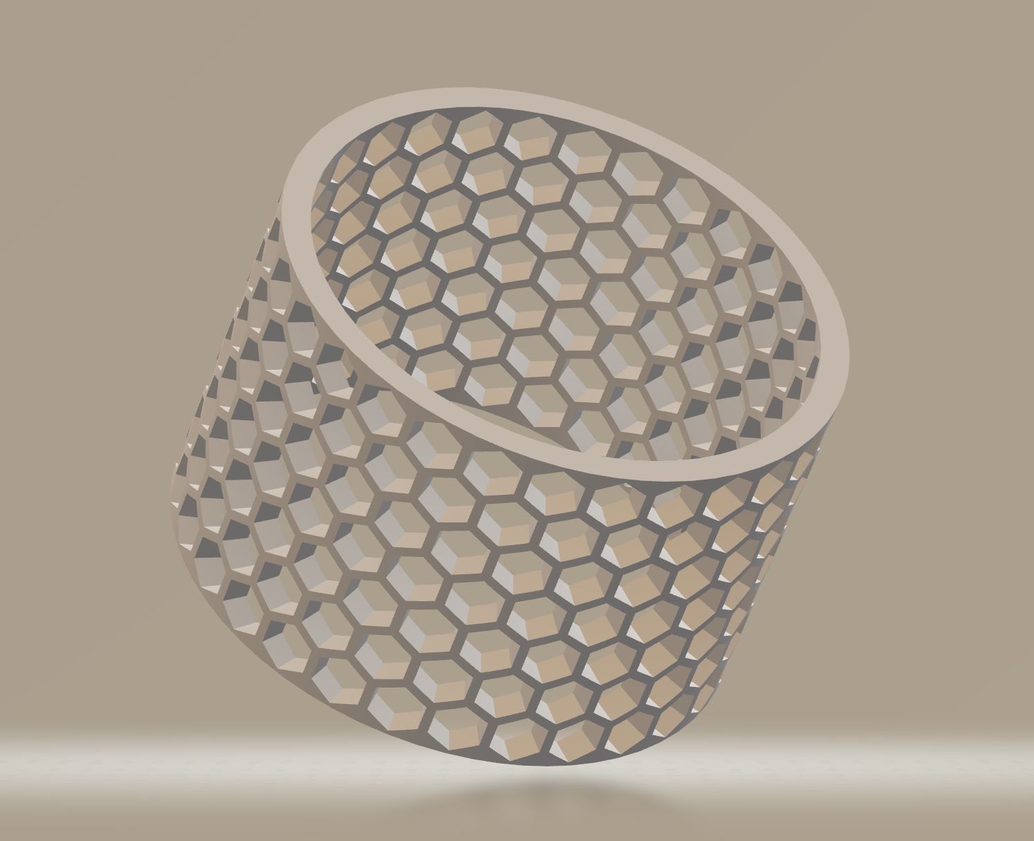 Simple cylinder with hexagonal mesh or honeycomb pattern 3D model ...