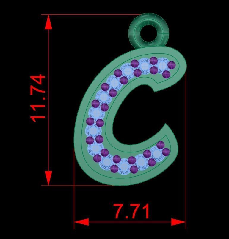 Alphabets Small Letter Pendants - 32 Letters 3D model 3D printable ...