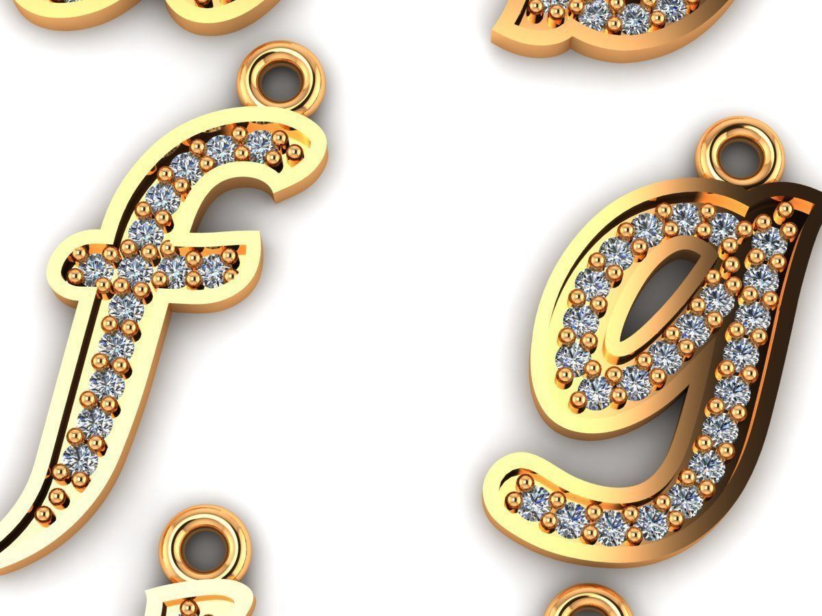 Alphabets Small Letter Pendants - 32 Letters 3D model 3D printable ...