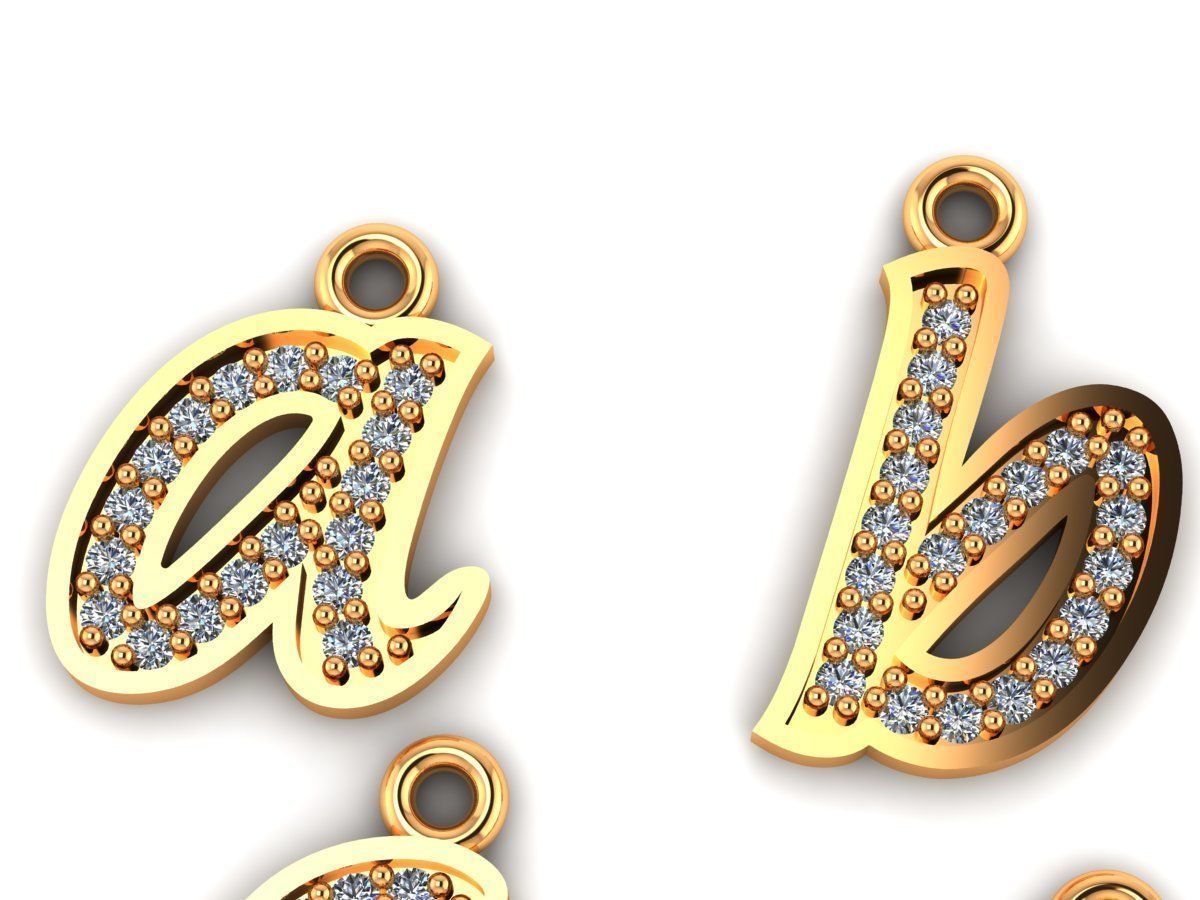 Alphabets Small Letter Pendants - 32 Letters 3D model 3D printable ...