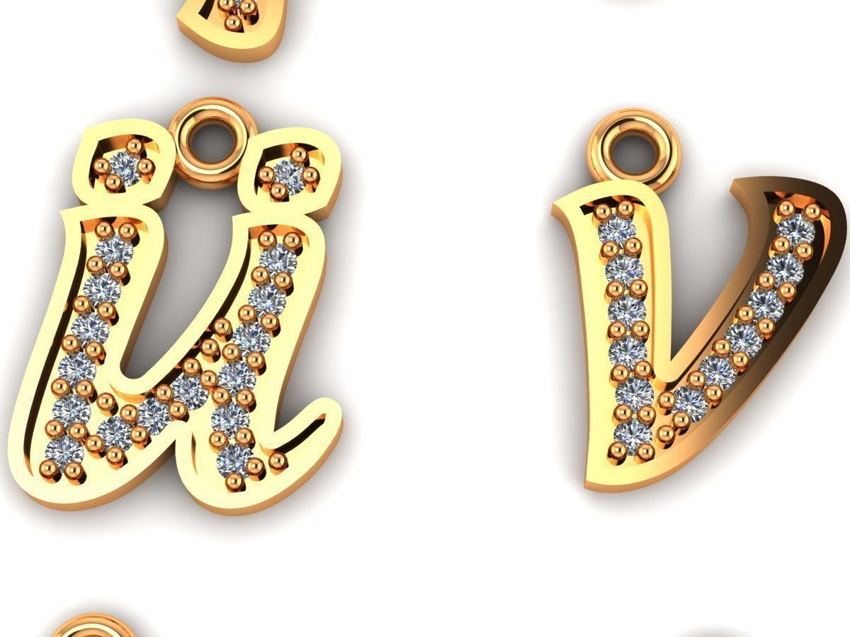 Alphabets Small Letter Pendants - 32 Letters 3D model 3D printable ...