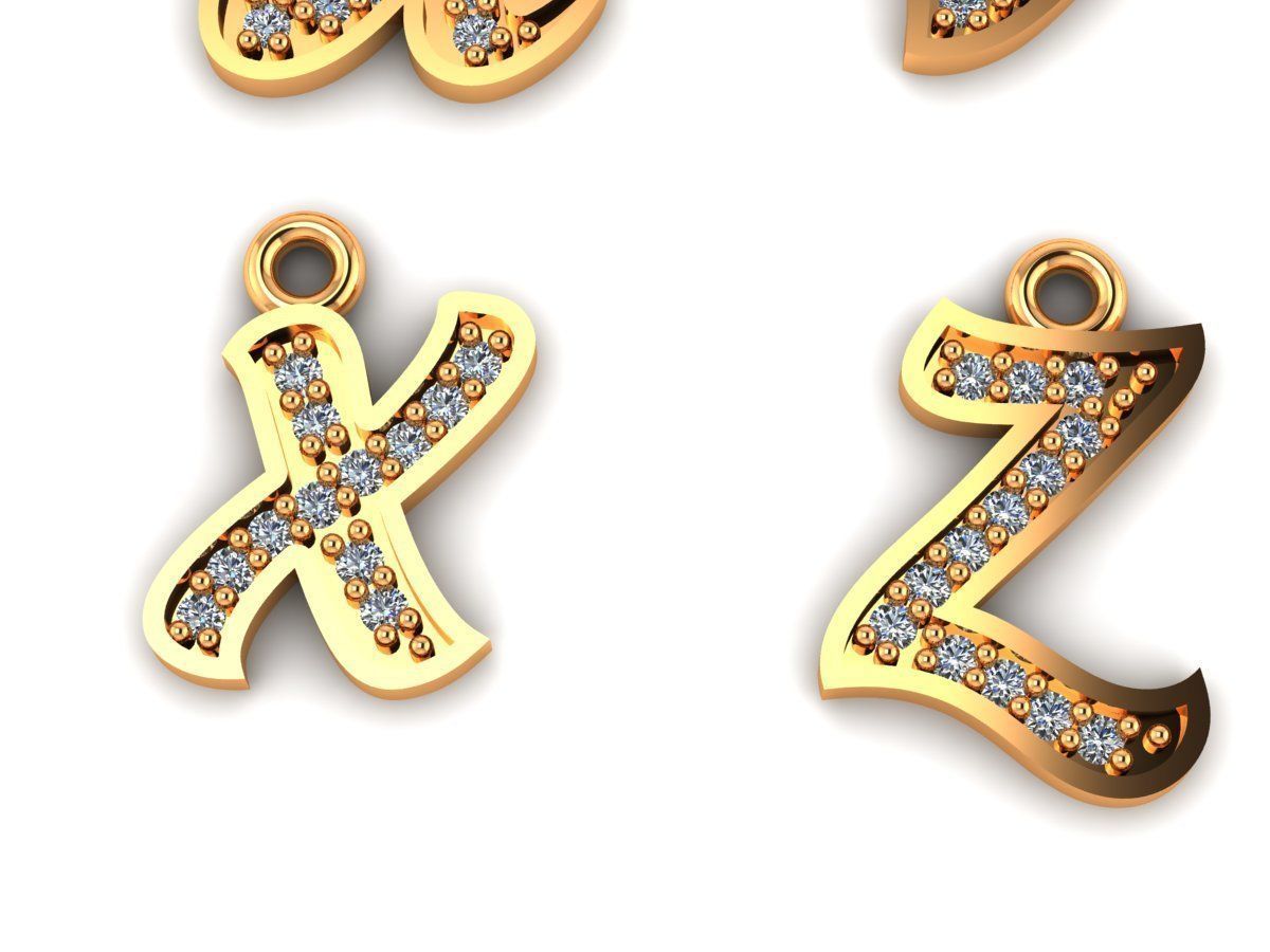 Alphabets Small Letter Pendants - 32 Letters 3D model 3D printable ...