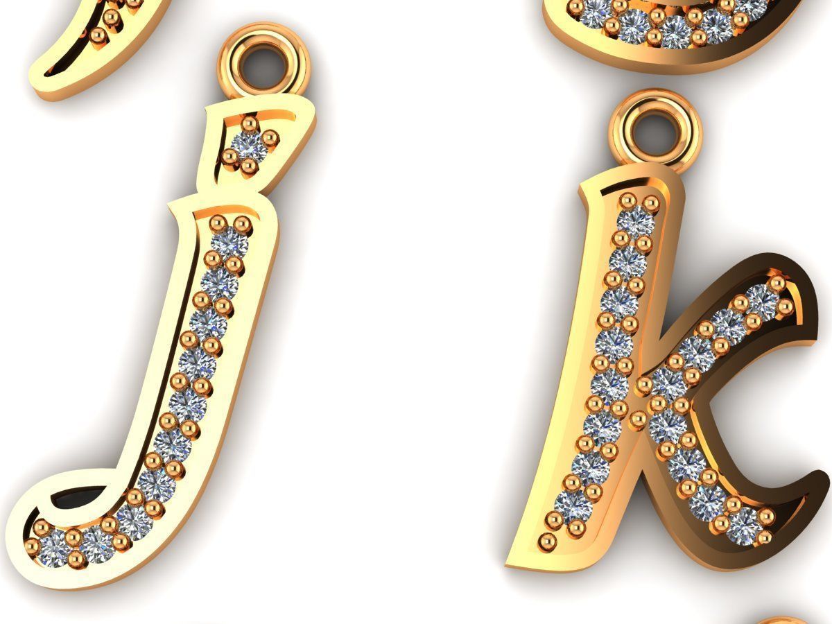 Alphabets Small Letter Pendants - 32 Letters 3D model 3D printable ...