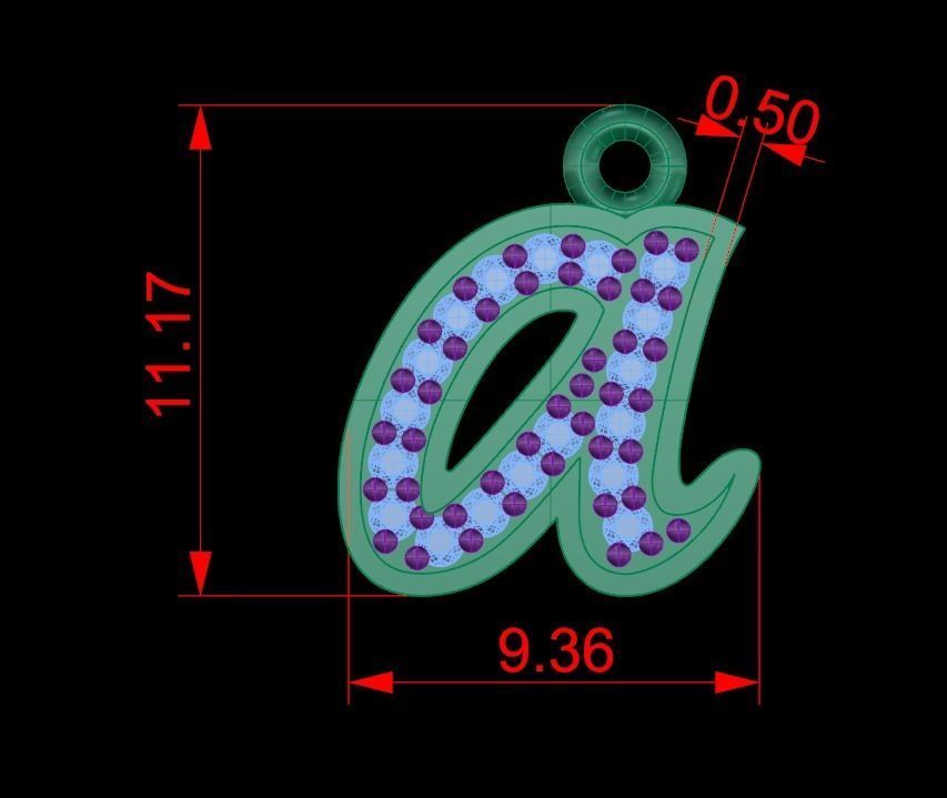 Alphabets Small Letter Pendants - 32 Letters 3D model 3D printable ...