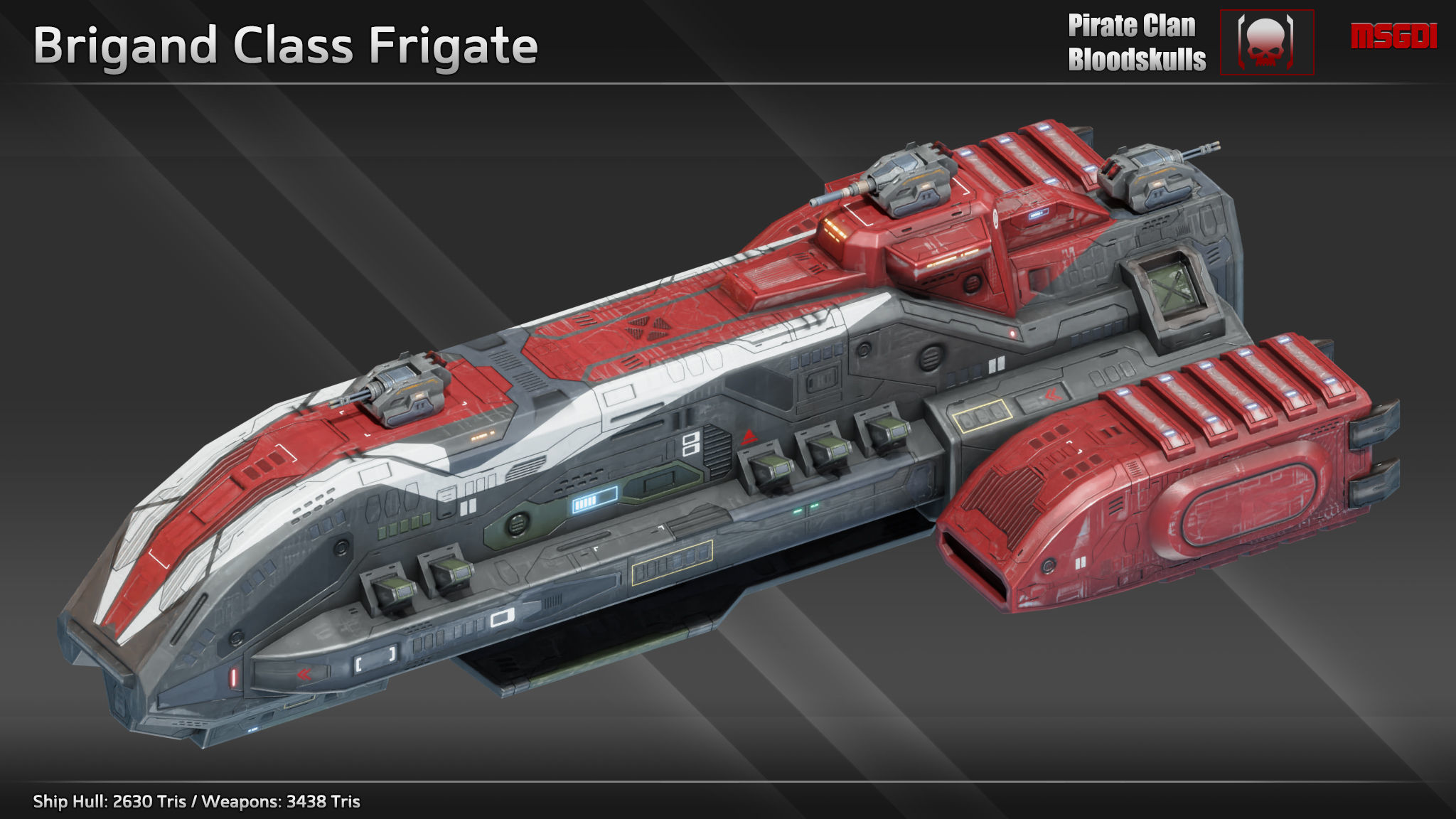 3D model Spaceship Frigate Brigand VR / AR / low-poly | CGTrader