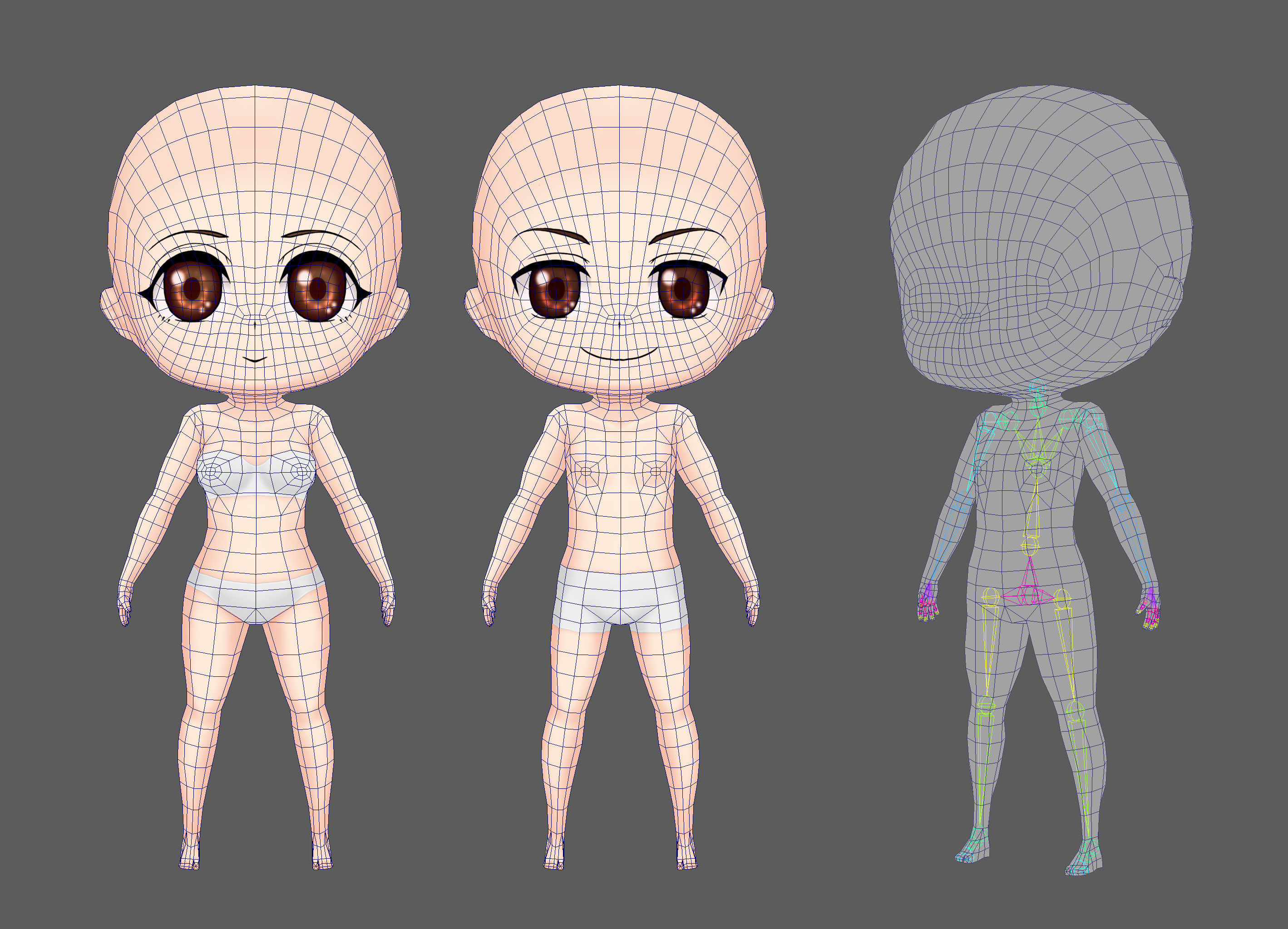 3D model Hand Painted Chibi Character Base Mesh VR / AR / low-poly ...