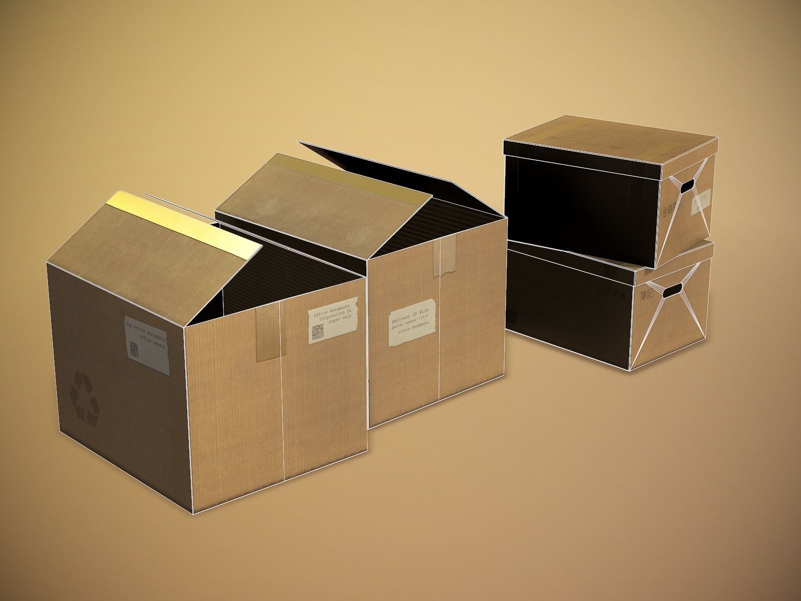3D model Cardboard Boxes PBR VR / AR / low-poly | CGTrader
