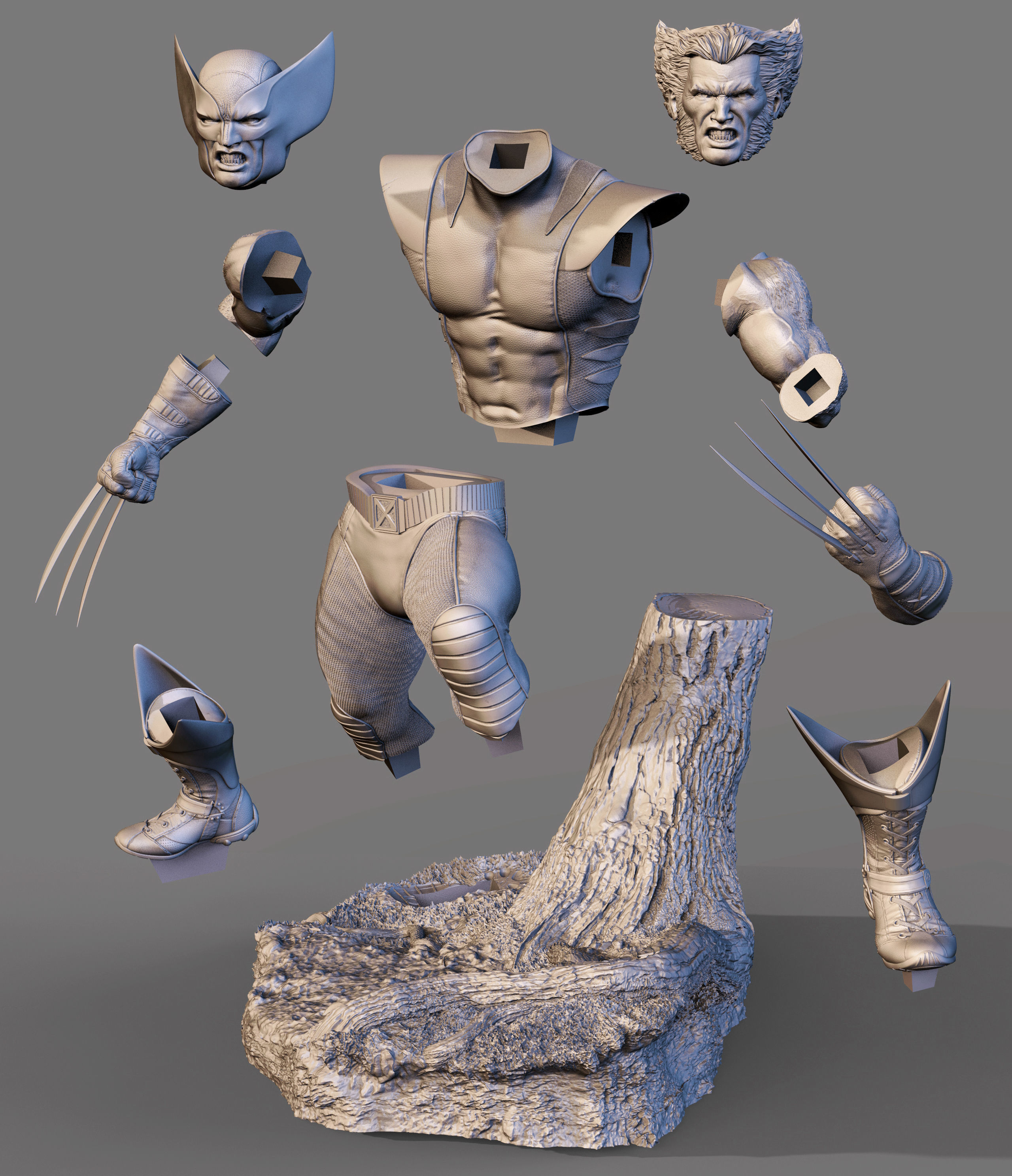 Wolverine stl statue 3D model 3D printable | CGTrader