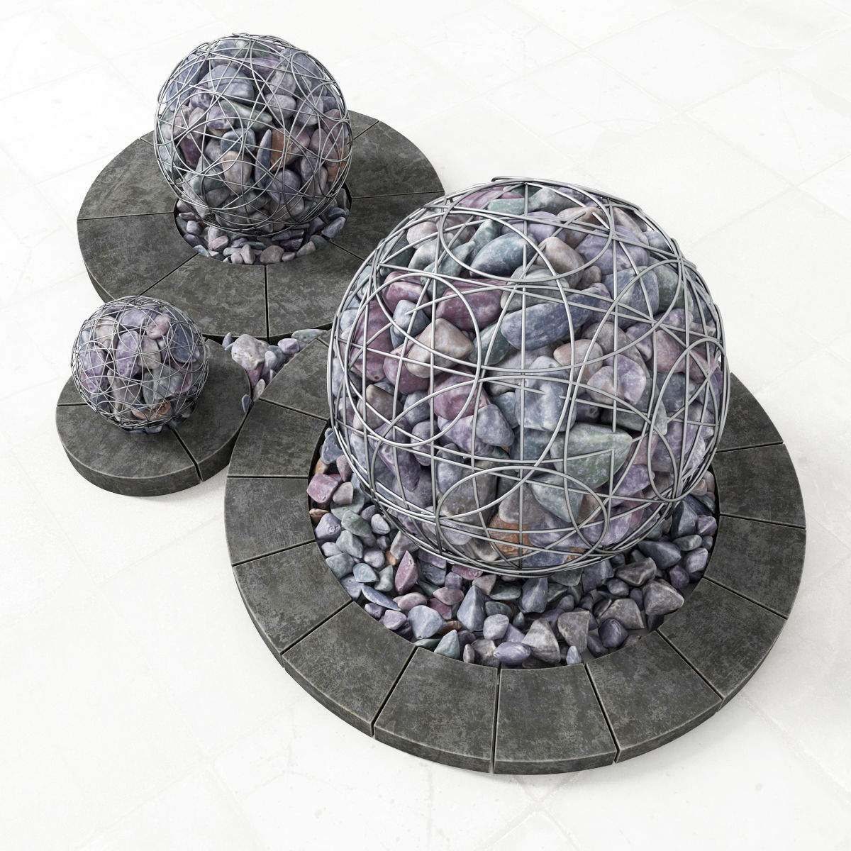 Street gabion sphere decor 3D model | CGTrader