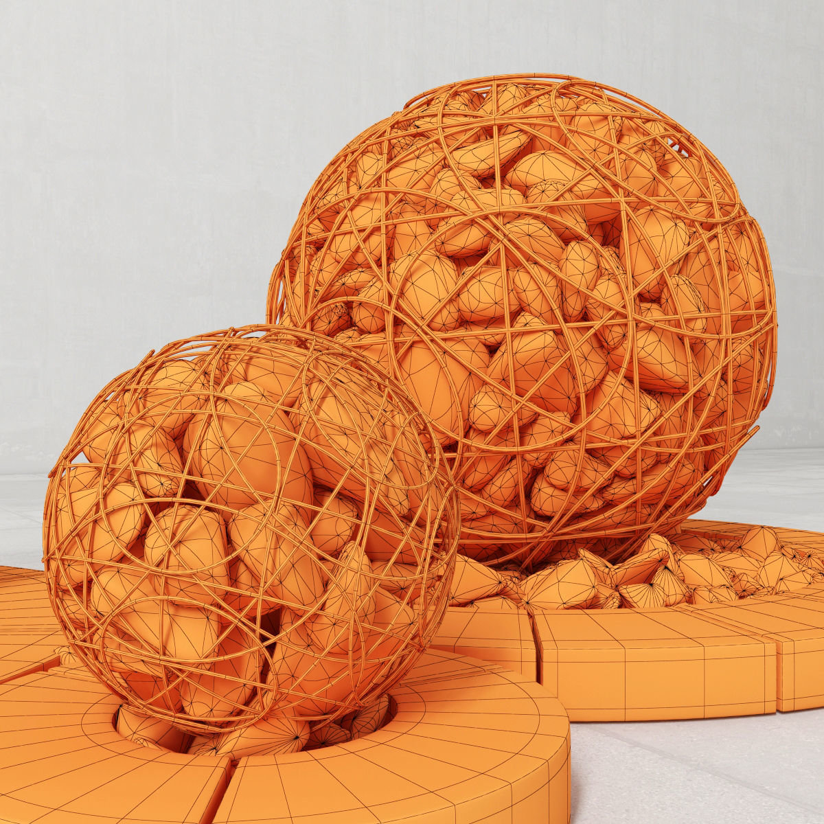 Street gabion sphere decor 3D model | CGTrader
