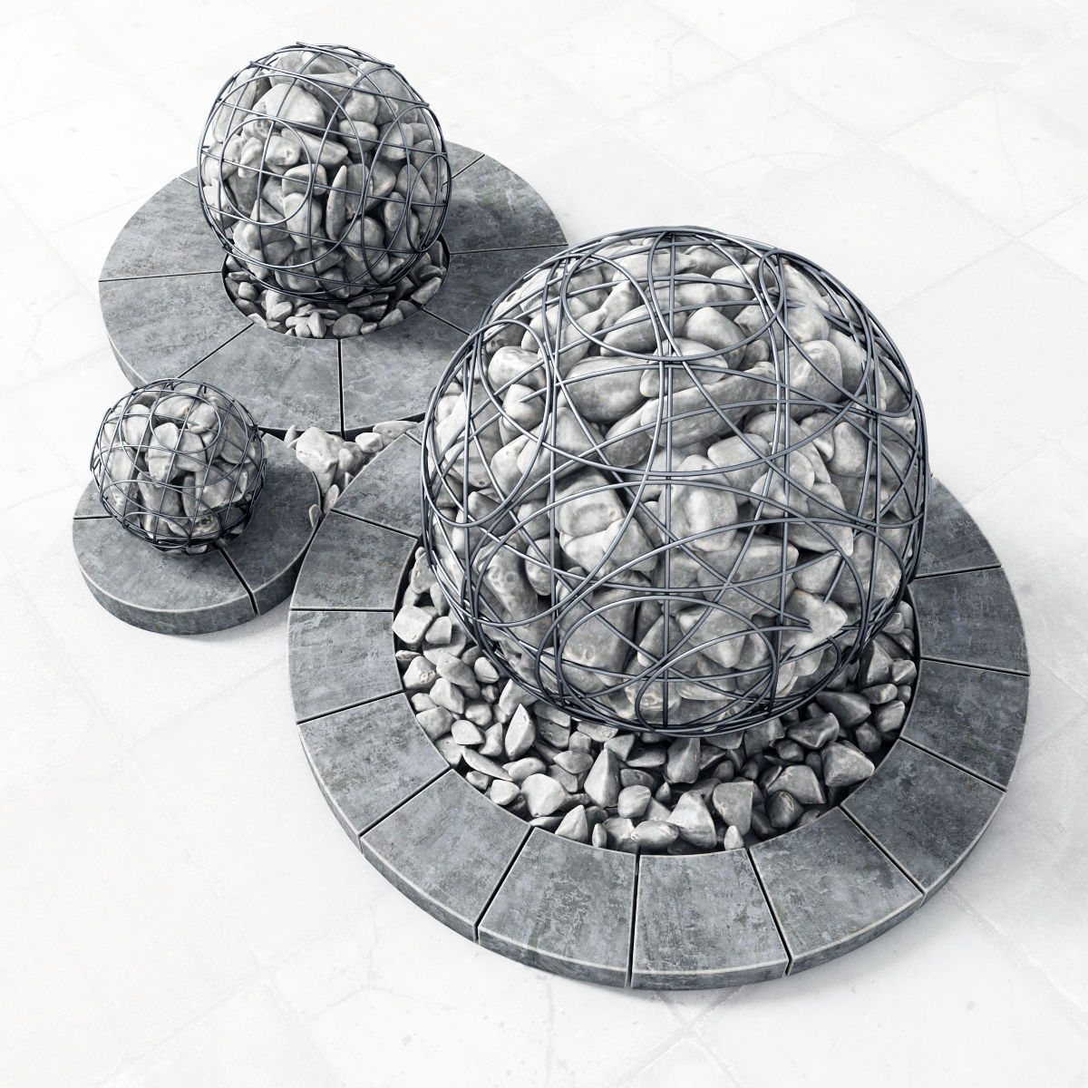 Street gabion sphere decor 3D model | CGTrader
