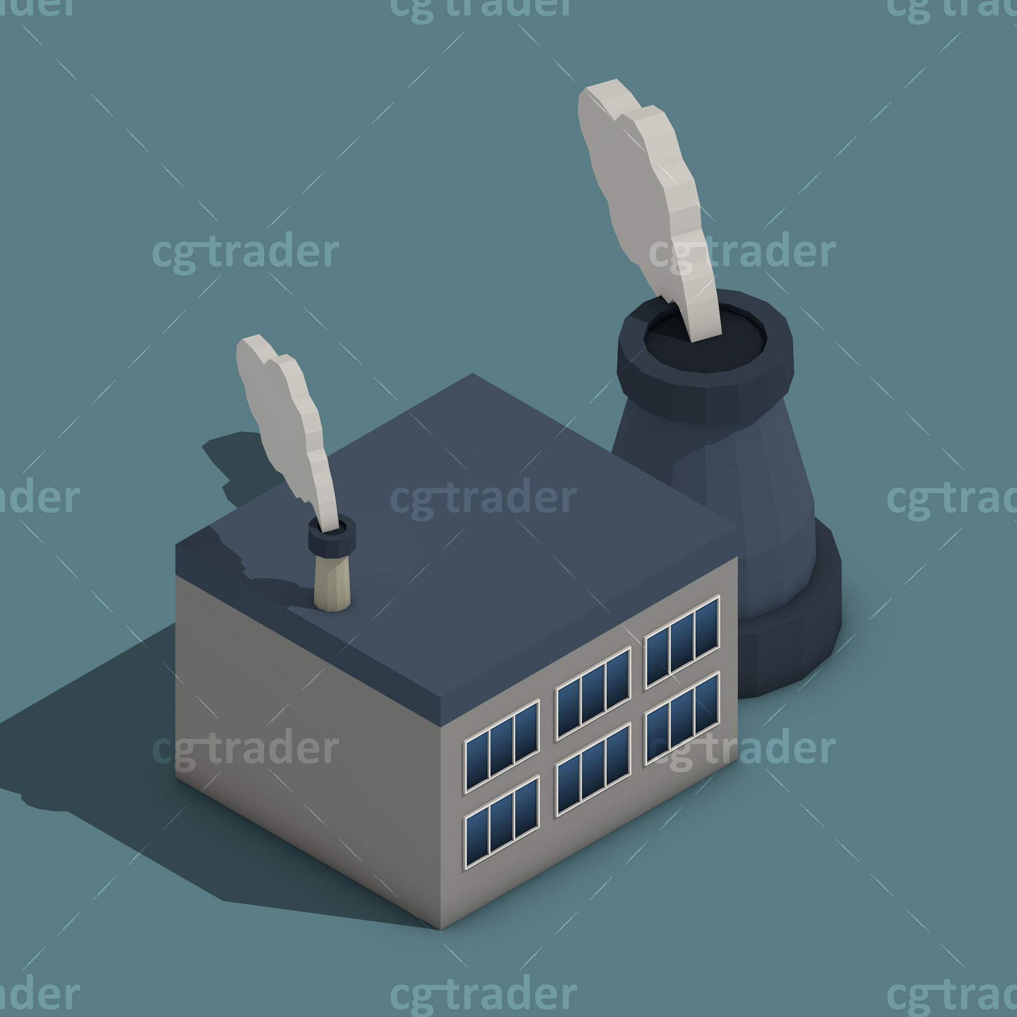 3D model Low Poly Building Industry Isometric Icon VR / AR / low-poly ...