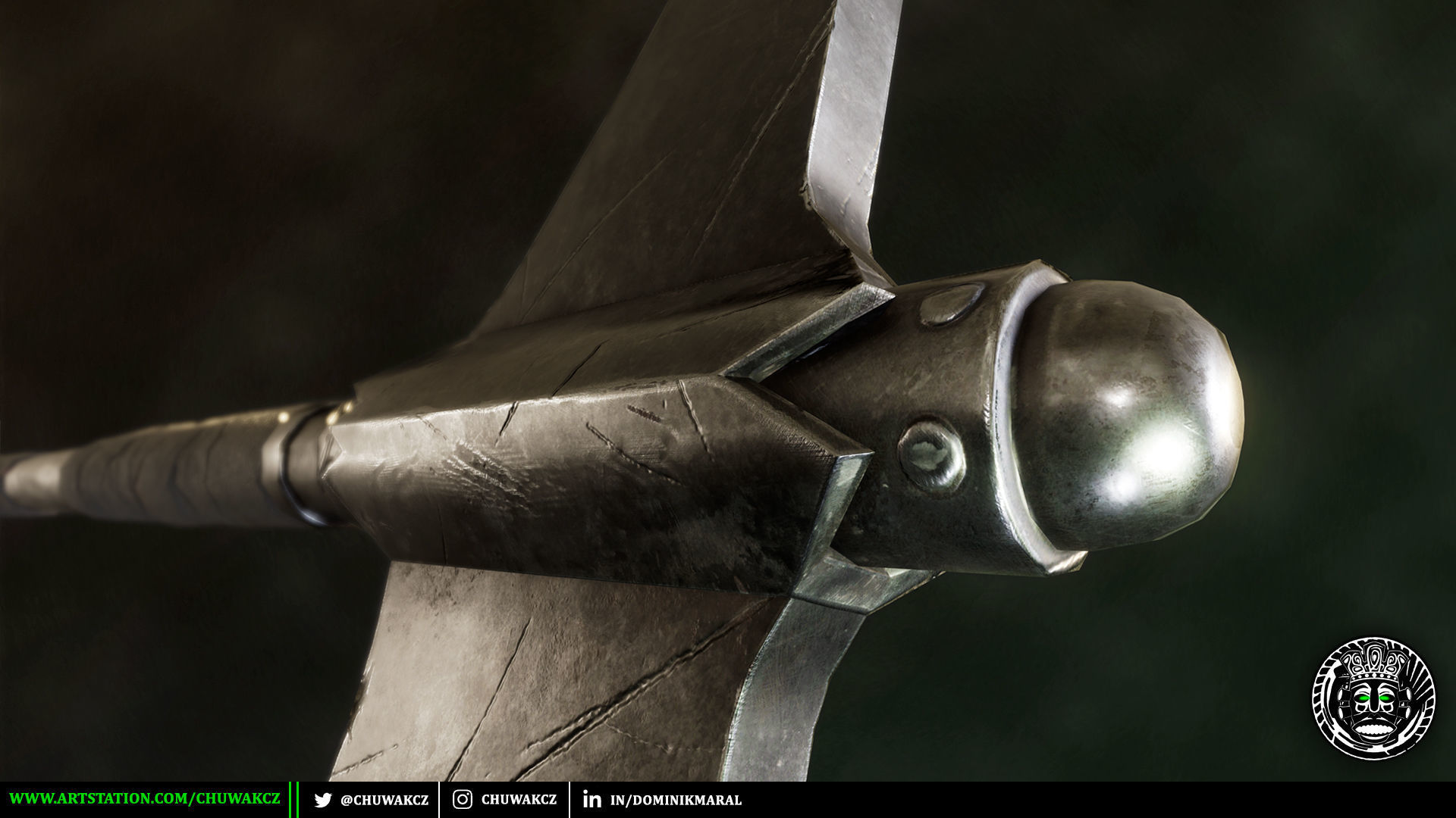 3D model Dragonslayers Crescent Axe - PBR game ready 3d weapon VR / AR ...