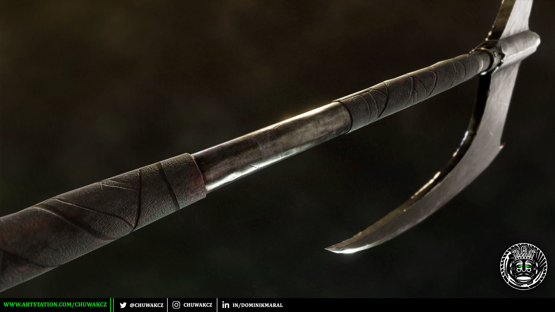 3D model Dragonslayers Crescent Axe - PBR game ready 3d weapon VR / AR ...