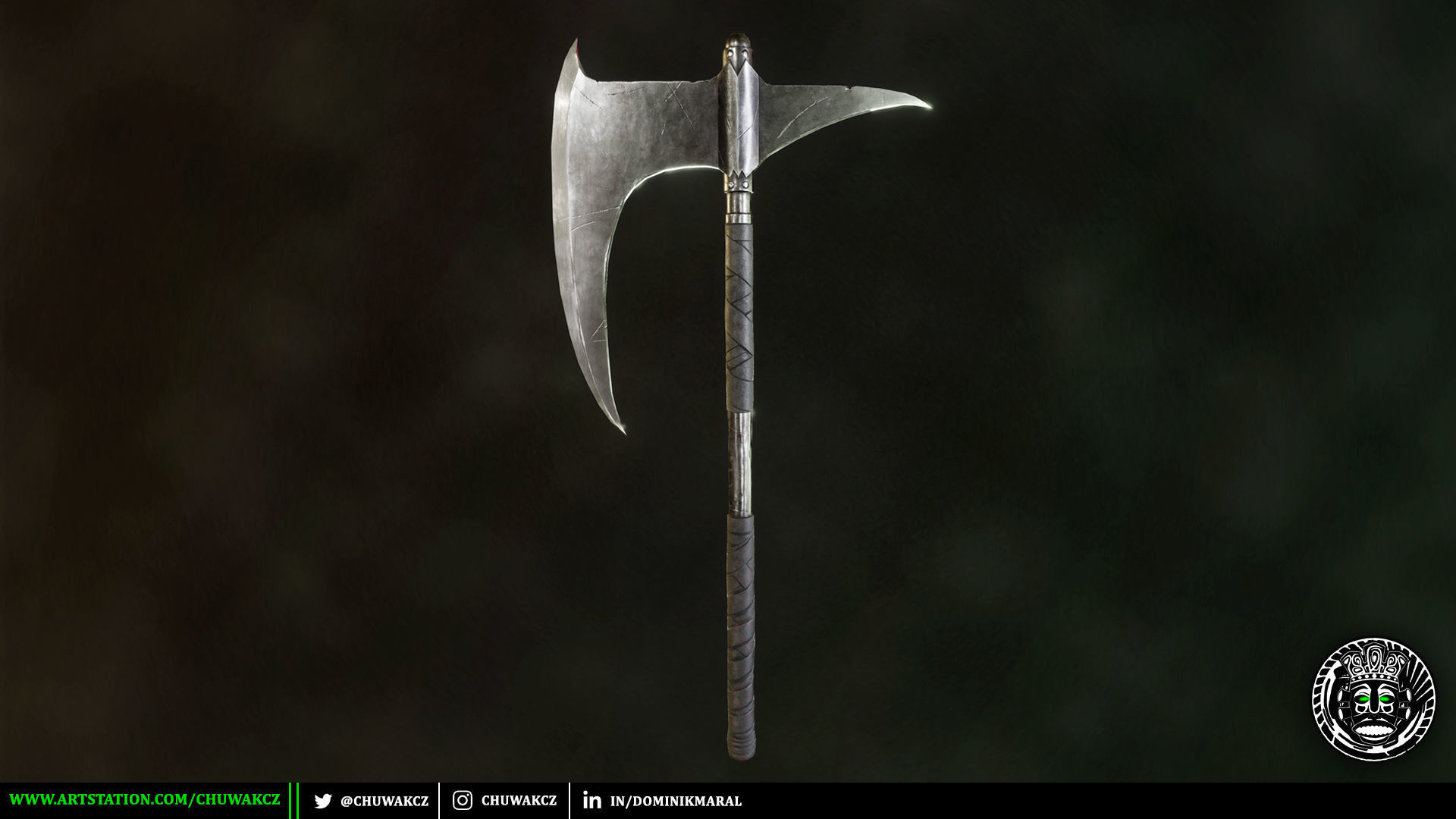 3D model Dragonslayers Crescent Axe - PBR game ready 3d weapon VR / AR ...