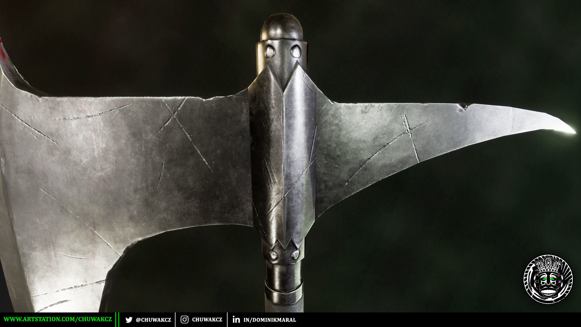 3D model Dragonslayers Crescent Axe - PBR game ready 3d weapon VR / AR ...