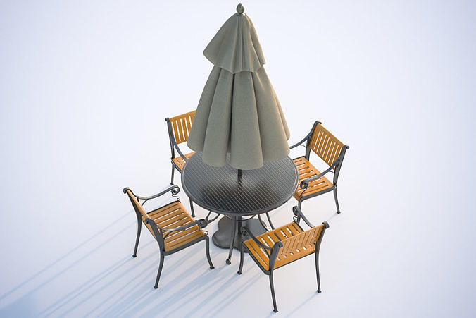 Basic four chairs in the middle of the street 3D model | CGTrader